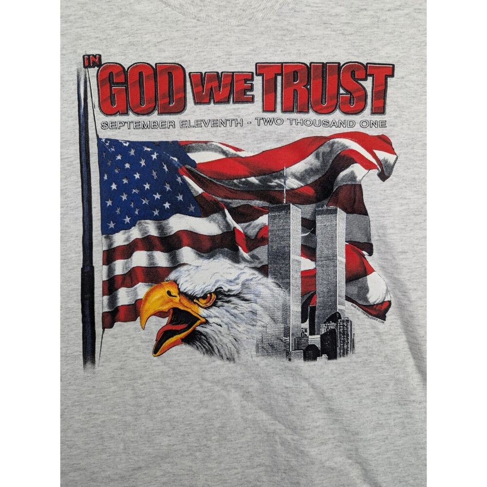 Vintage Hanes God Bald Eagle American Flag T-Shirt Me… - Gem